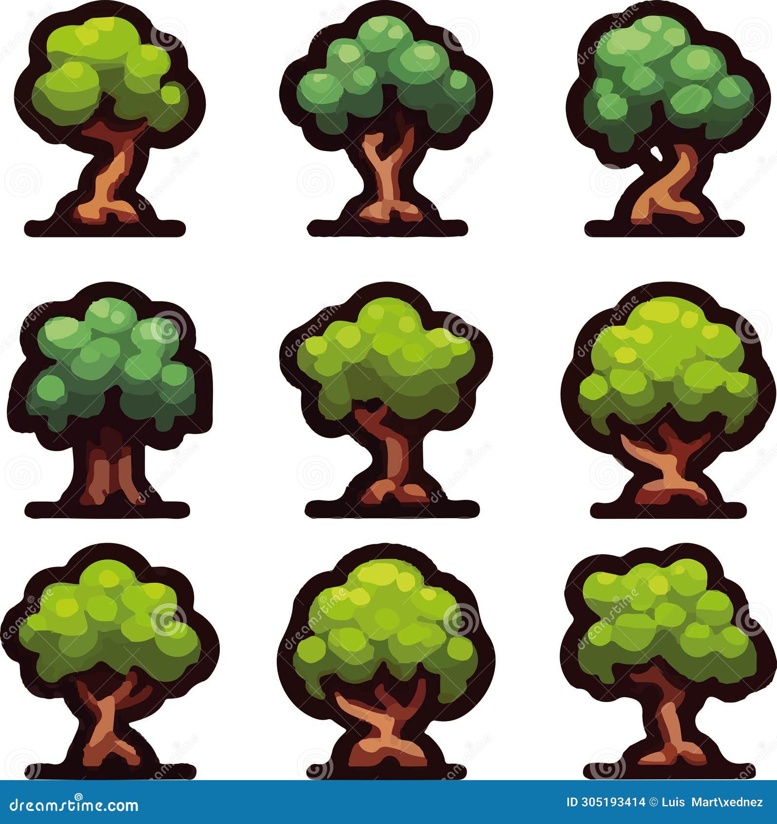 Gorgeous and Lovely Game Items Trees Vector Set Stock Vector ...