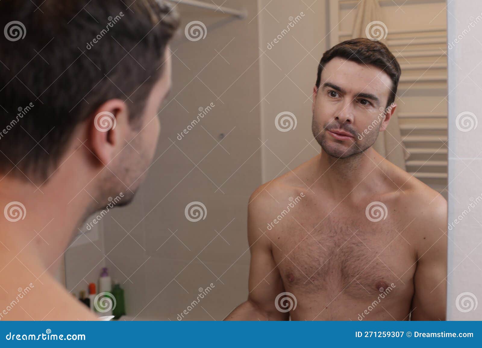 Gorgeous Man and His Reflection in the Mirror Stock Image - Image of ...