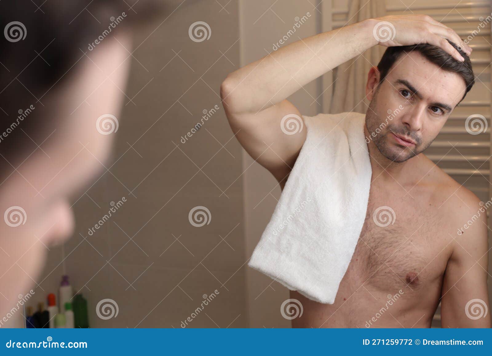 Gorgeous Man and His Reflection in the Mirror Stock Photo - Image of ...