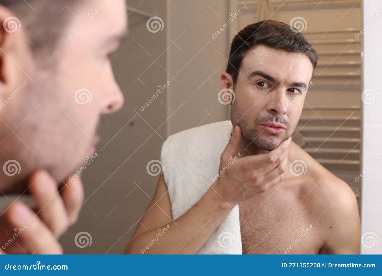 Gorgeous Man and His Reflection in the Mirror Stock Photo - Image of ...