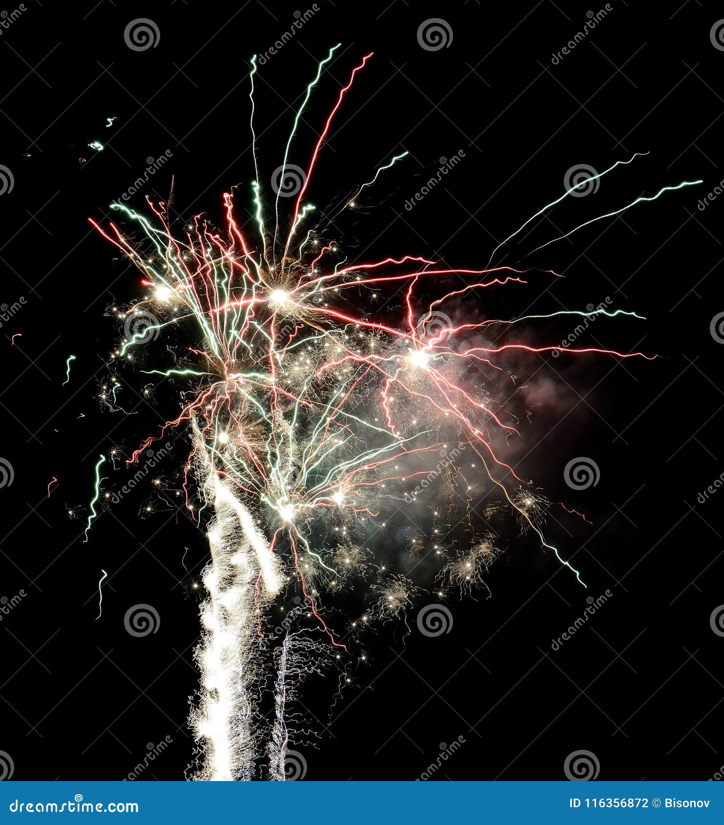 Gorgeous Multi-colored Fireworks Display on Dark Background Stock Photo ...
