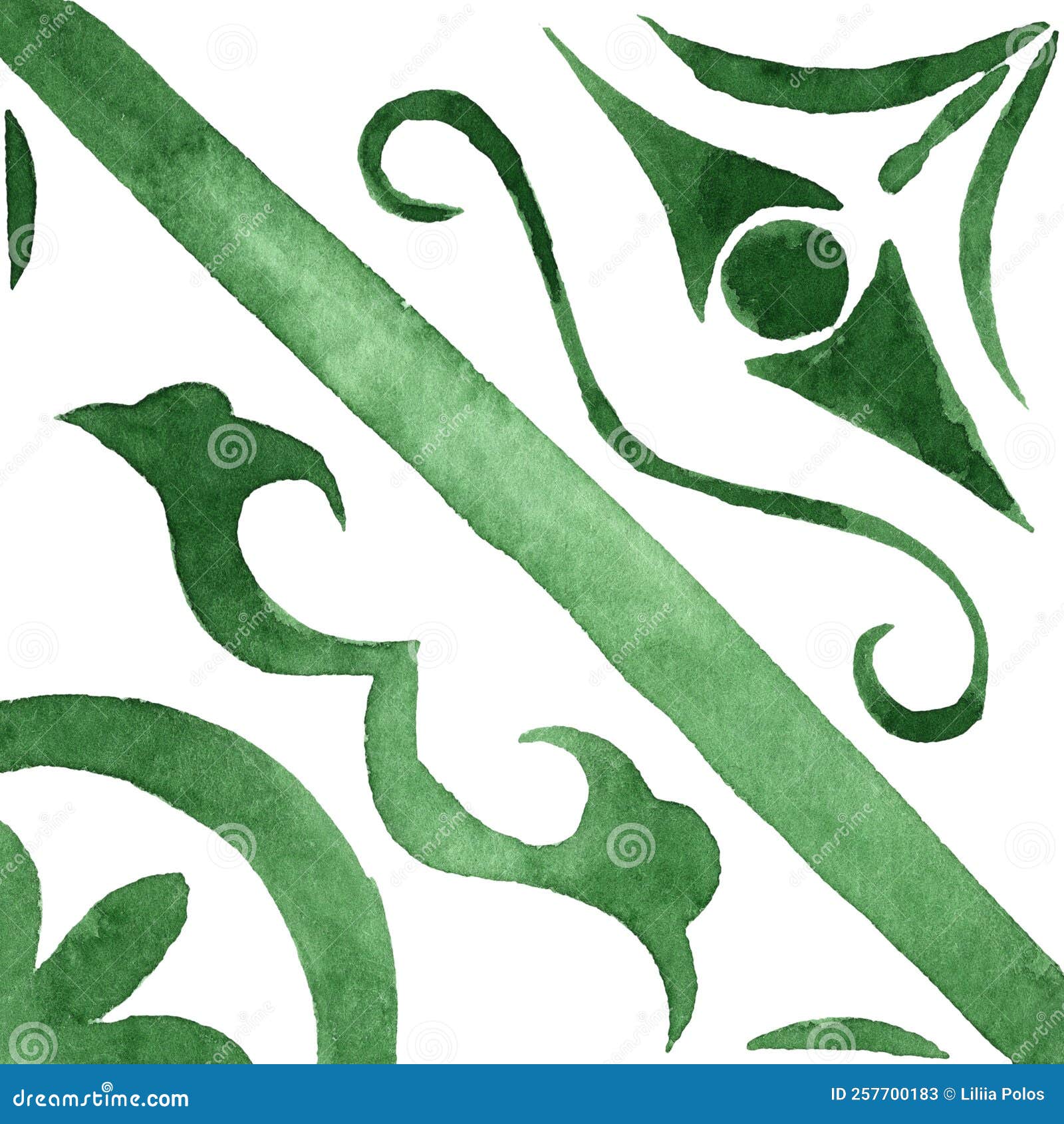 Gorgeous Patchwork Pattern from Dark Green and White Moroccan ...