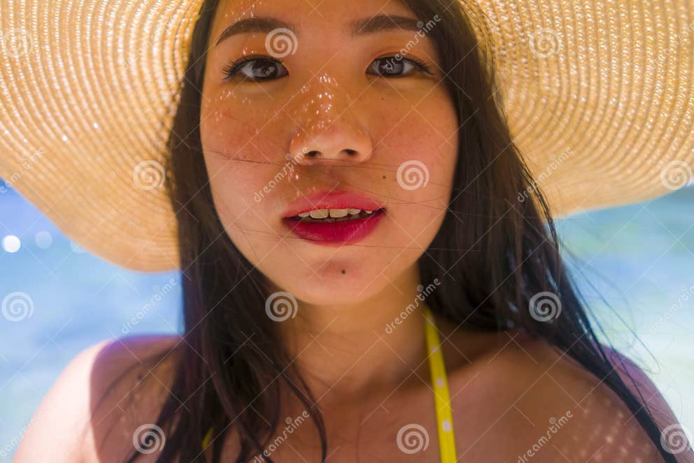 Gorgeous Portrait Of Young Happy And Beautiful Asian Korean Woman In
