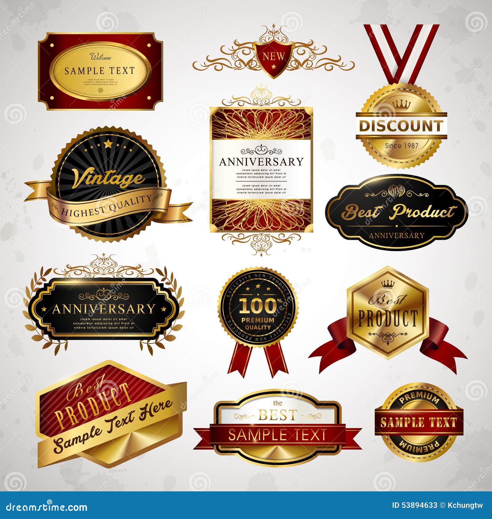 Gorgeous Premium Quality Golden Labels Collection Stock Vector ...