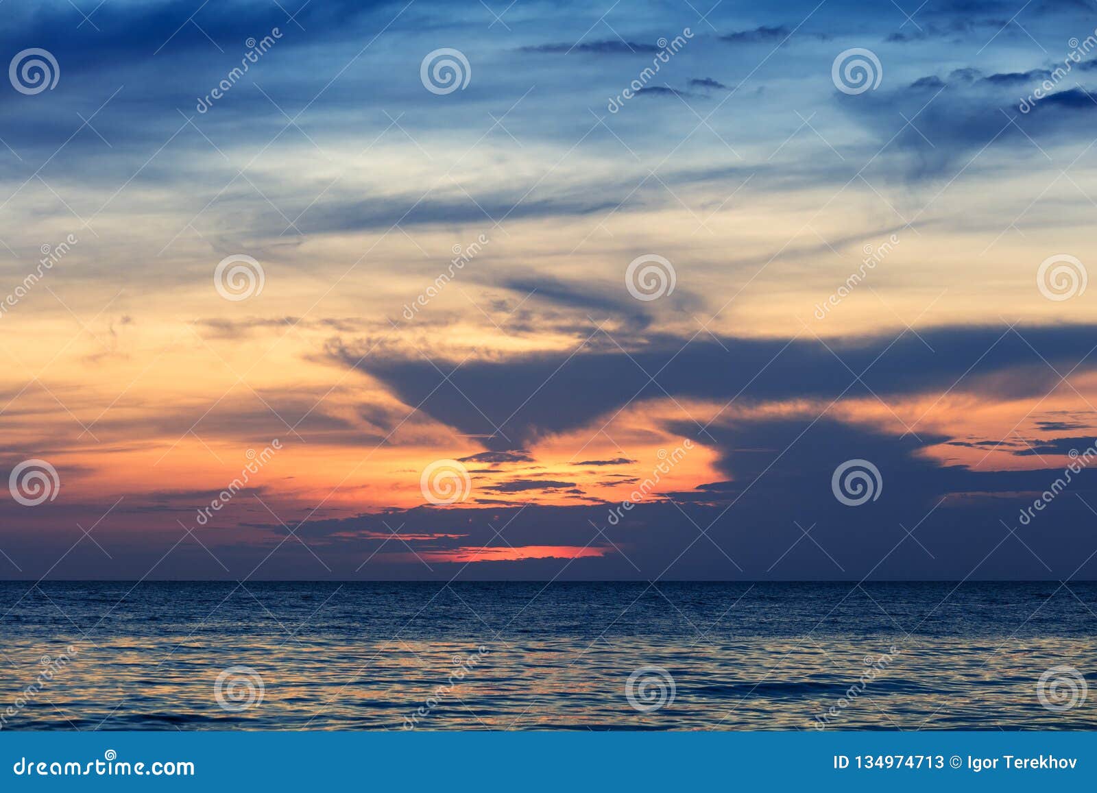 Gorgeous Red Sunset Over Ocean Stock Image - Image of view, beautiful ...