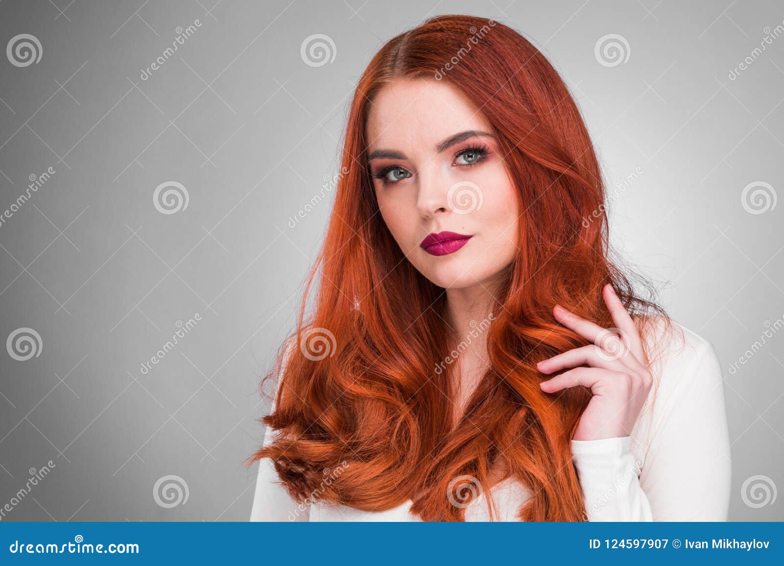Gorgeous Redhead Model Girl Stock Image Image Of Touch Fashion