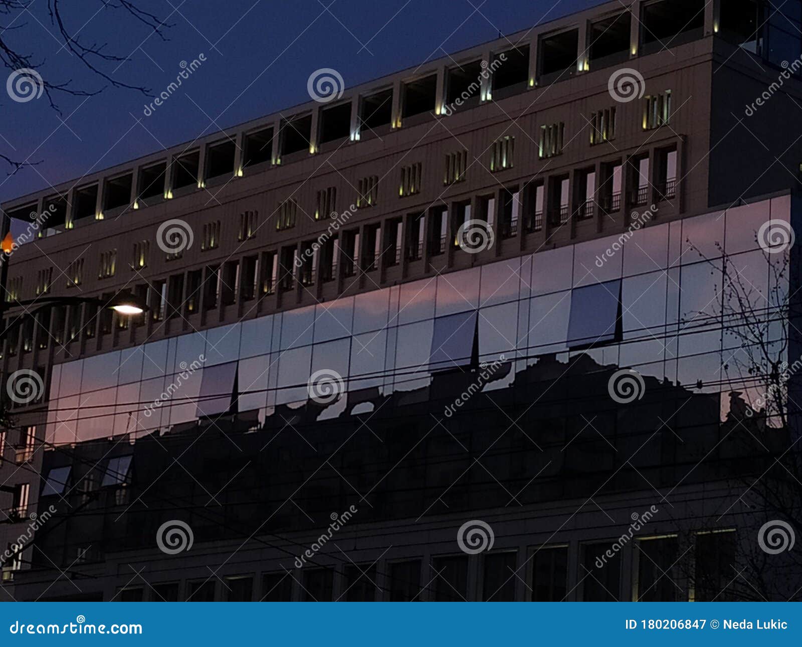Gorgeous Reflection on Building Stock Image - Image of night ...