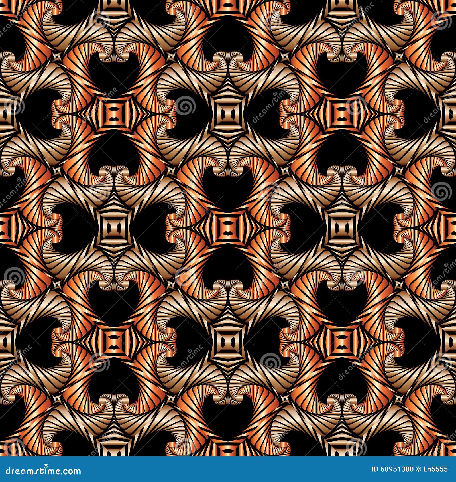 Gorgeous Seamless Pattern with Bronze Shades Decorative Ornament on ...