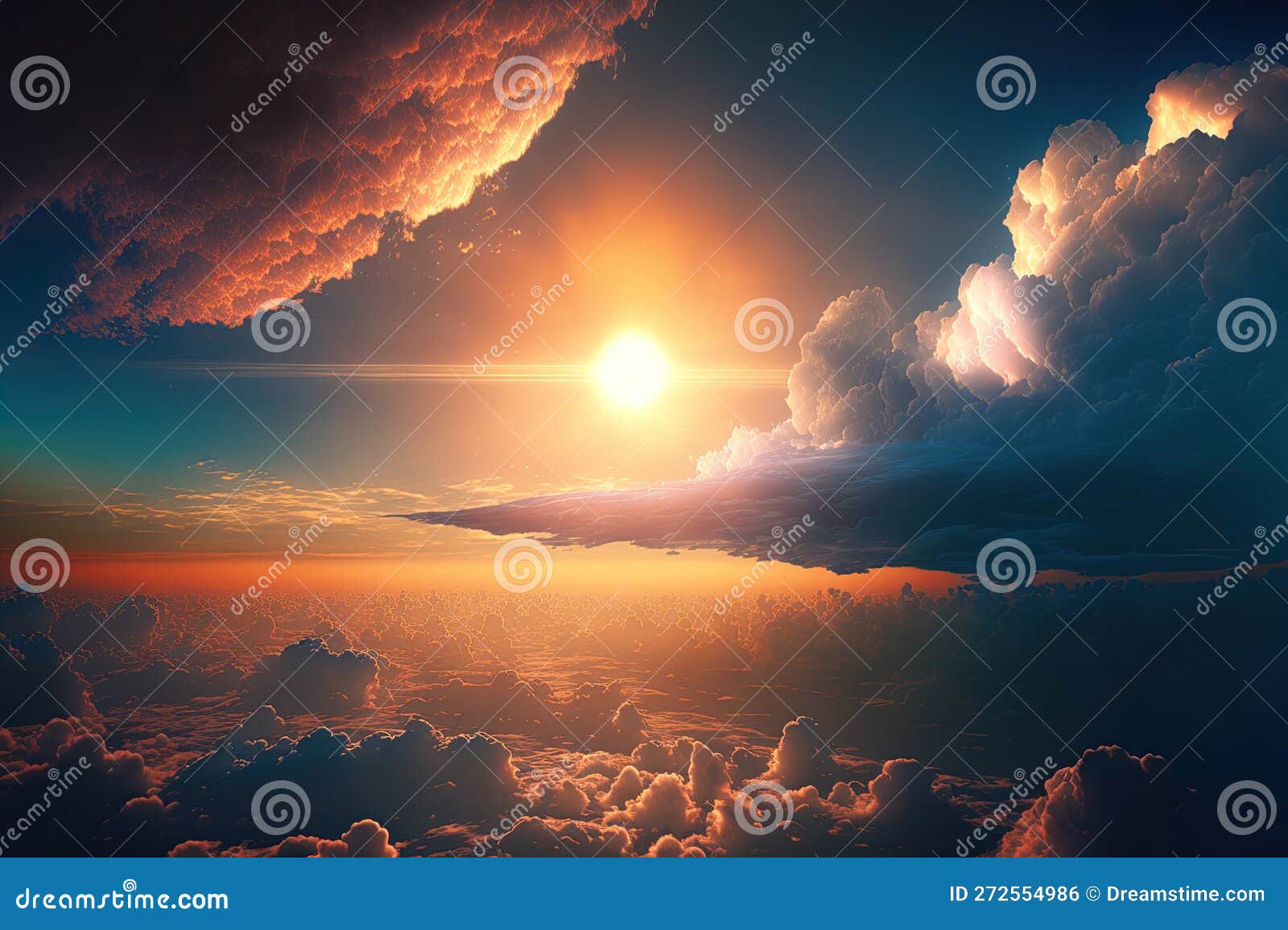 Gorgeous Sky with Sun and Clouds in the Distance Stock Illustration ...