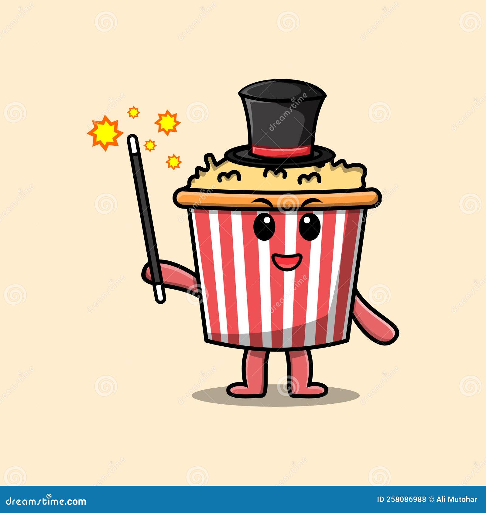 A Gorgeous Smart Cute Cartoon Magician Popcorn Vector Illustration ... A Gorgeous Smart Cute Cartoon Magician Popcorn Vector Illustration ...