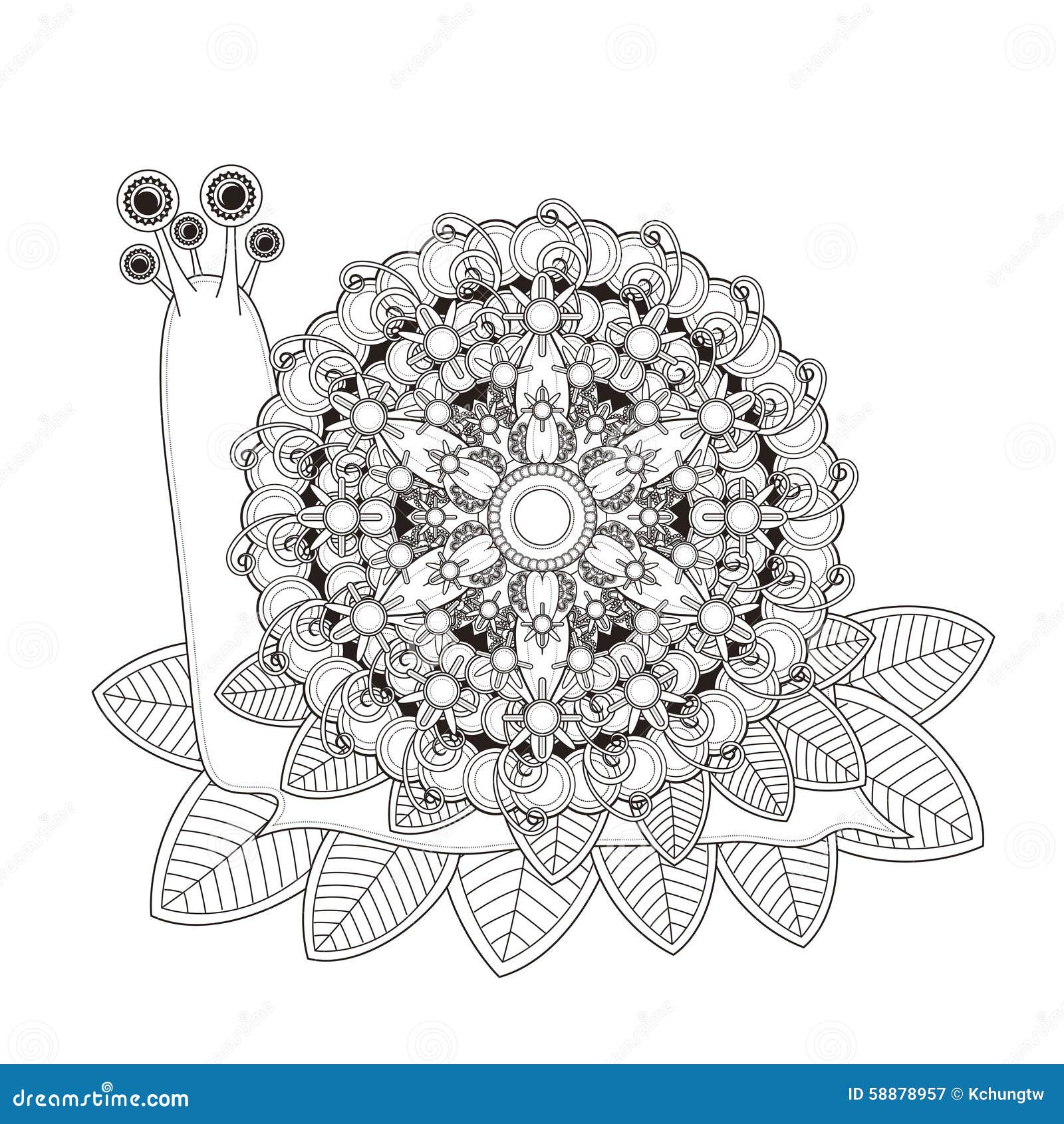 Gorgeous Snail Coloring Page Stock Vector - Illustration of element ...