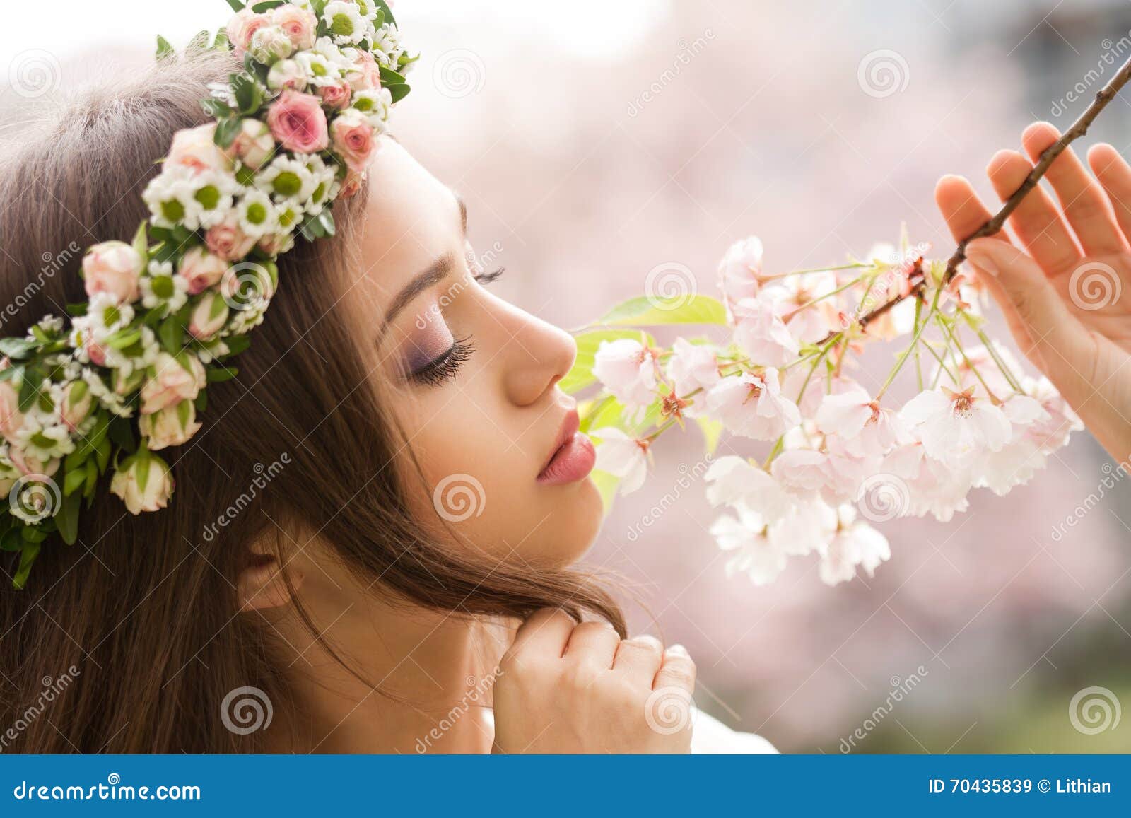 Gorgeous spring woman. stock image. Image of cherry, asian - 70435839