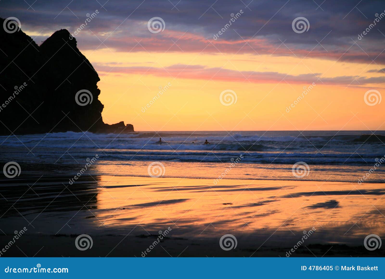 Gorgeous Sunset at Piha Beach Stock Image - Image of exuberant, energy ...