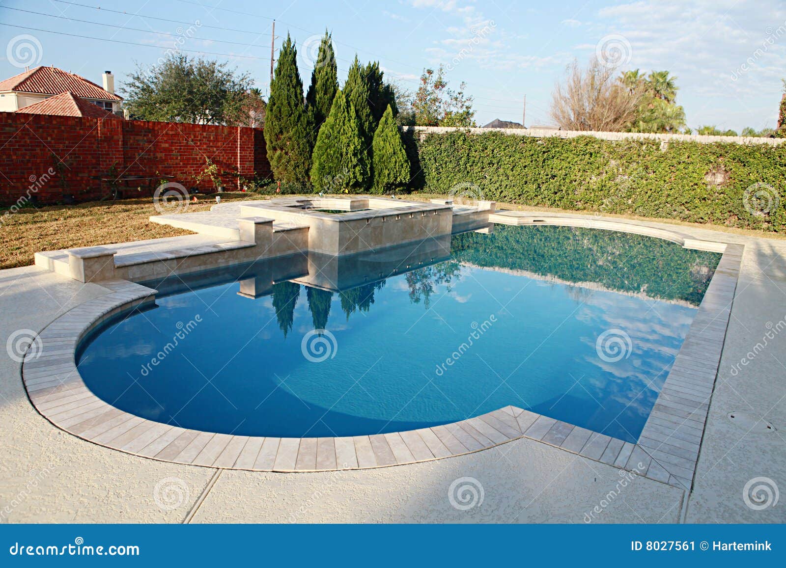 Gorgeous Swimming Pool in Lush Back Yard Stock Image - Image of ...
