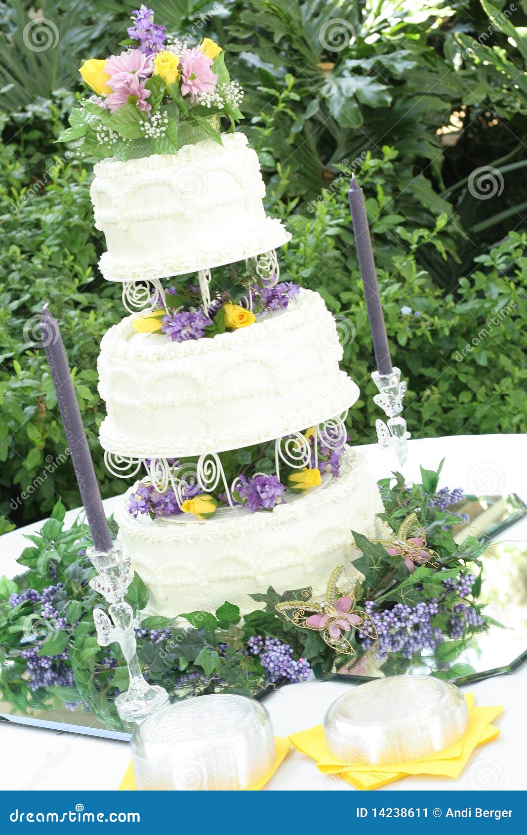 Gorgeous Three Tier Wedding Cake Angle Stock Image - Image of rose ...