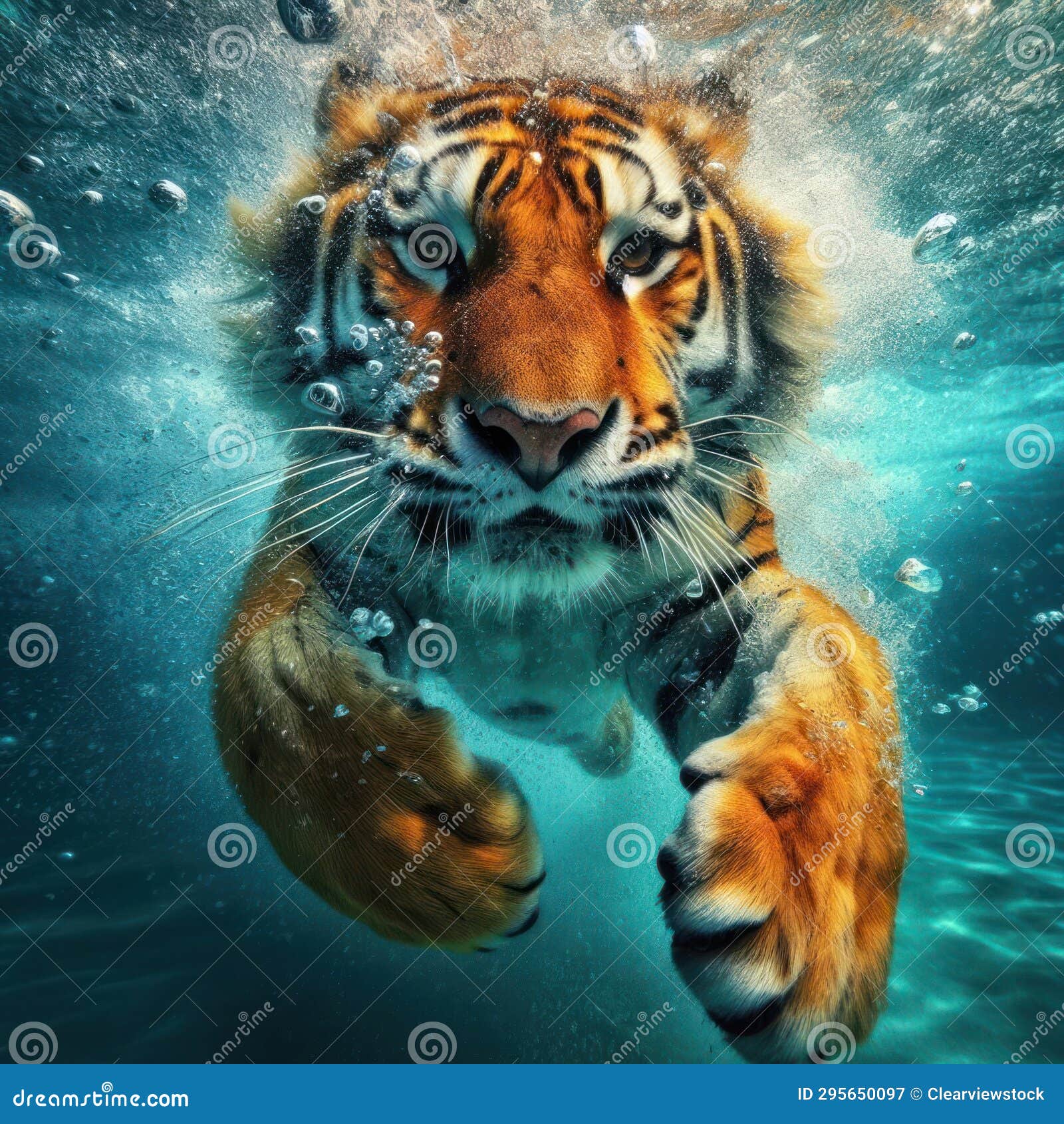 Gorgeous Tiger Swimming Under the Water Stock Illustration ...