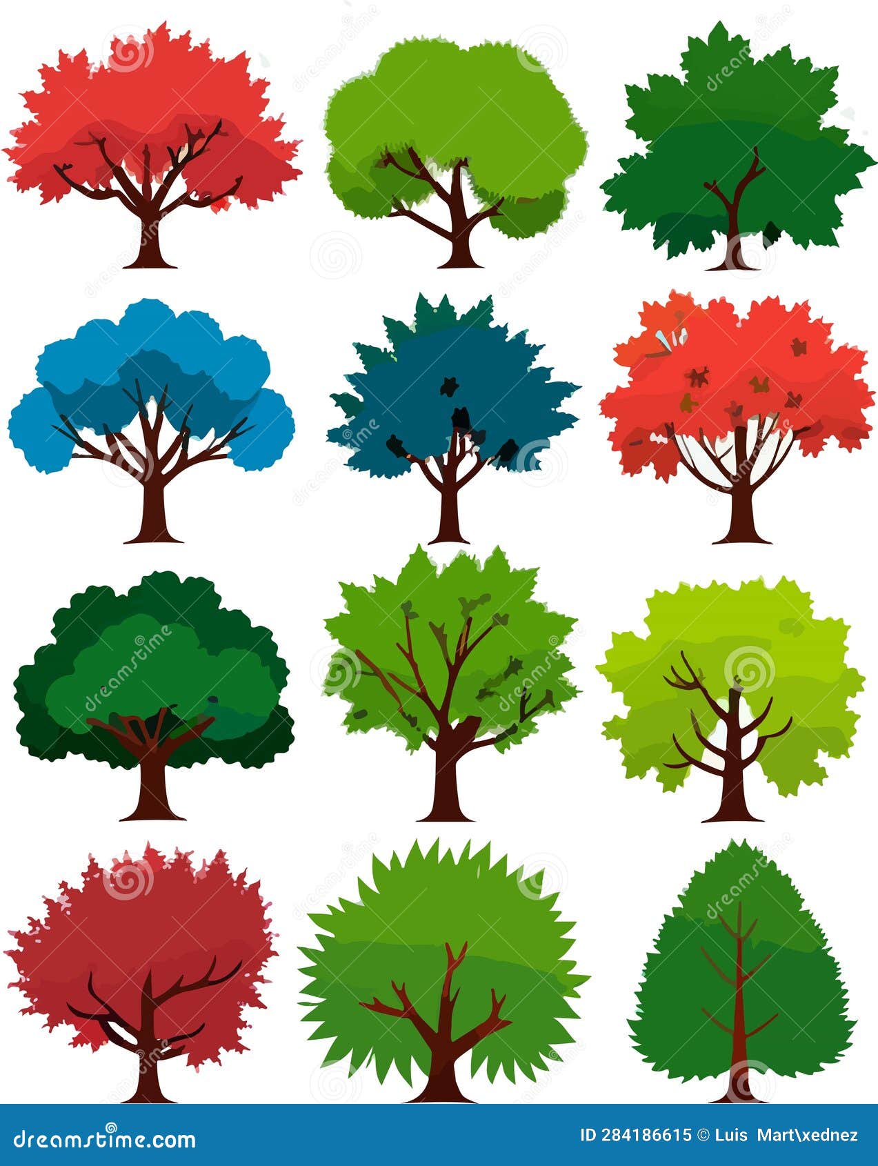 Gorgeous Trees Bushes Shrubs Seasesonal Vector Art Stock Vector ...