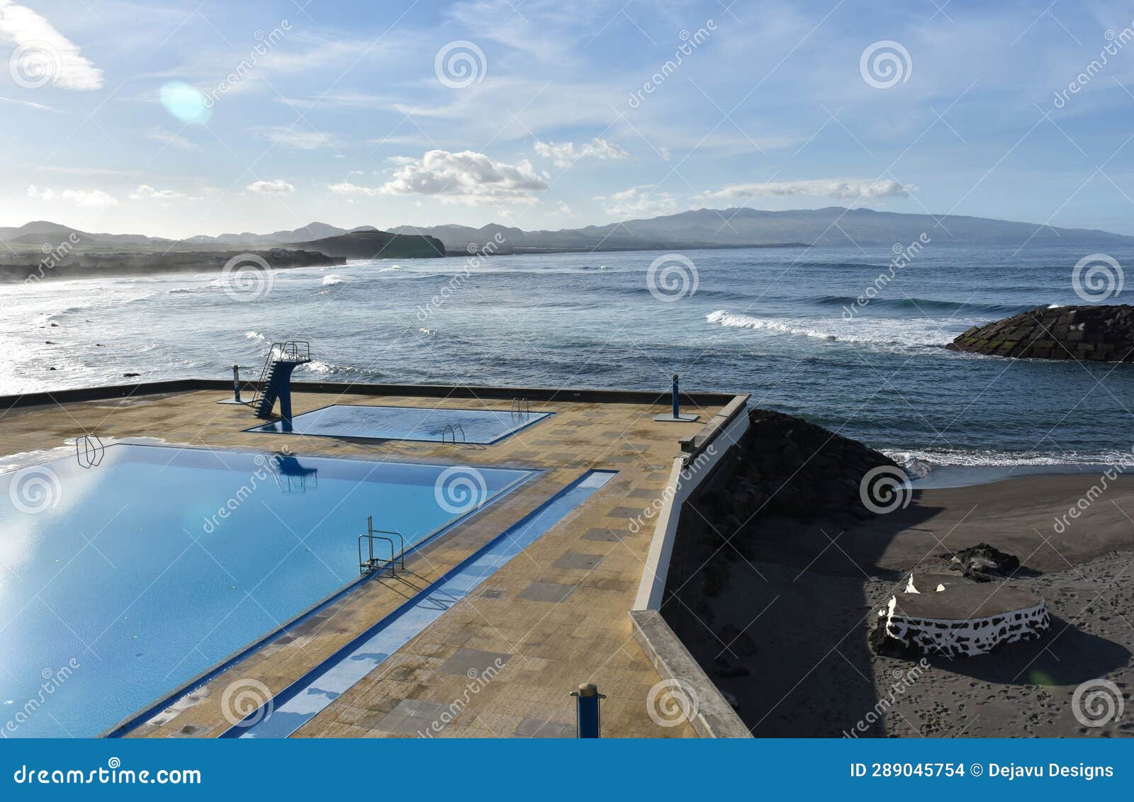Gorgeous View of Sand Beach and Public Swimming Pool Stock Photo ...