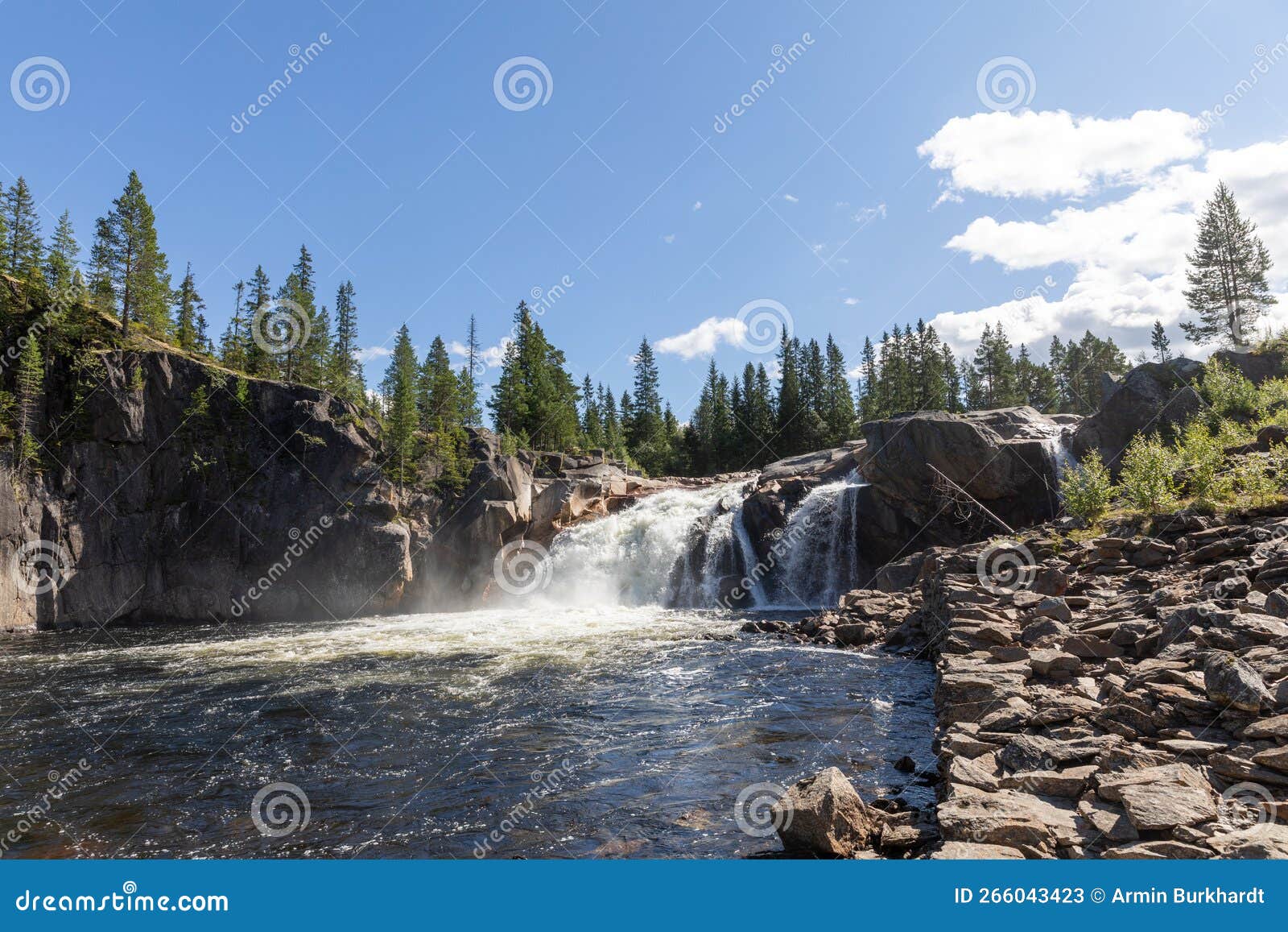 Gorgeous Waterfall Called Eidfossen at the River Gaula in Norway Stock ...