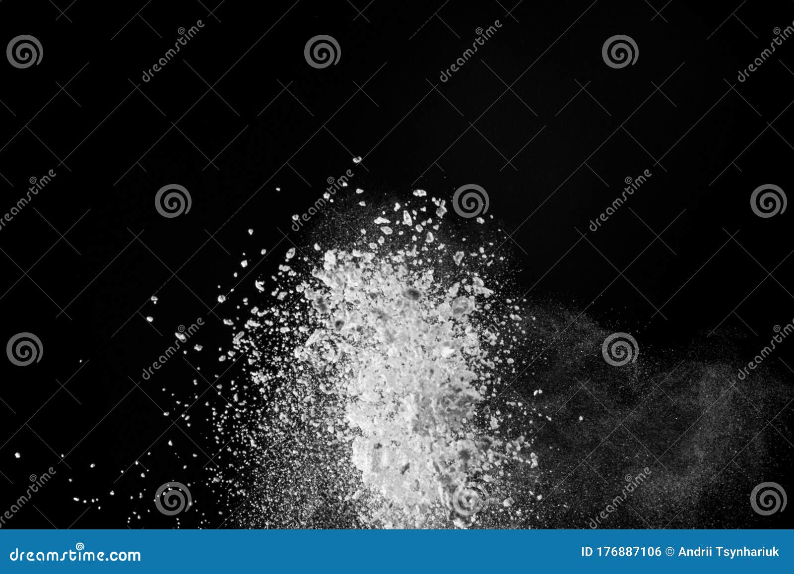 Gorgeous White Powder Pattern Isolated on Black Background Stock Photo ...