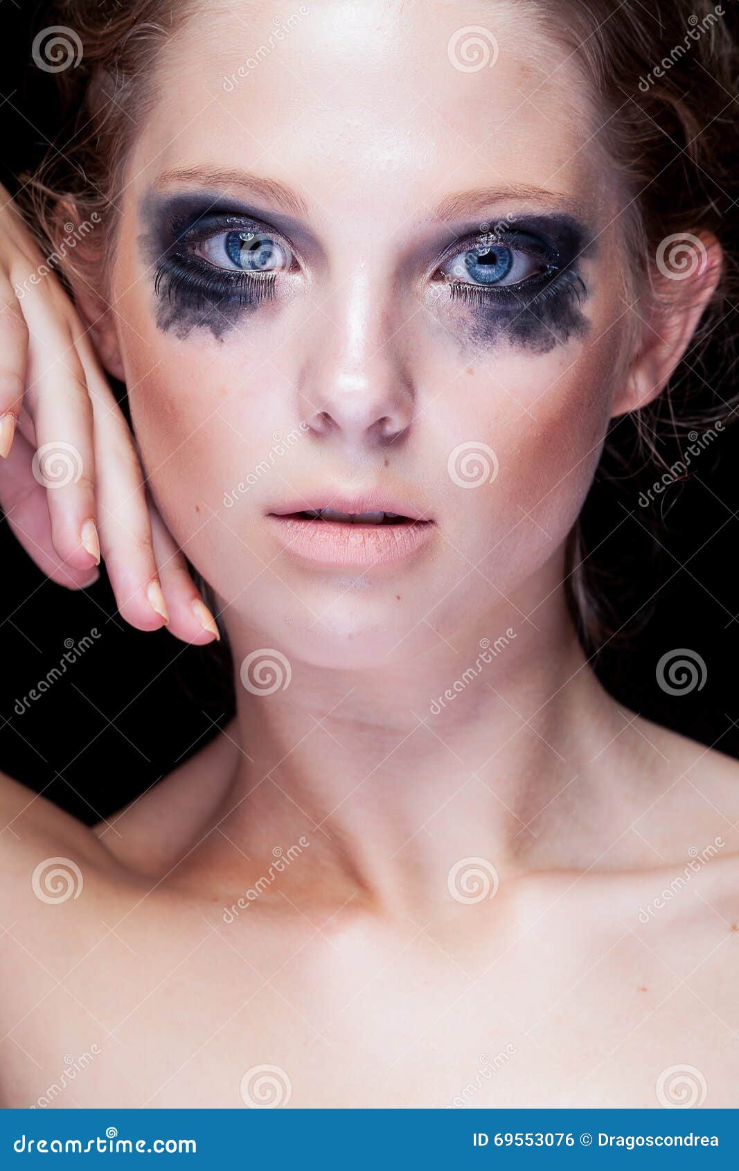Gorgeous Woman with Black Crying Make Up Stock Photo - Image of human ...