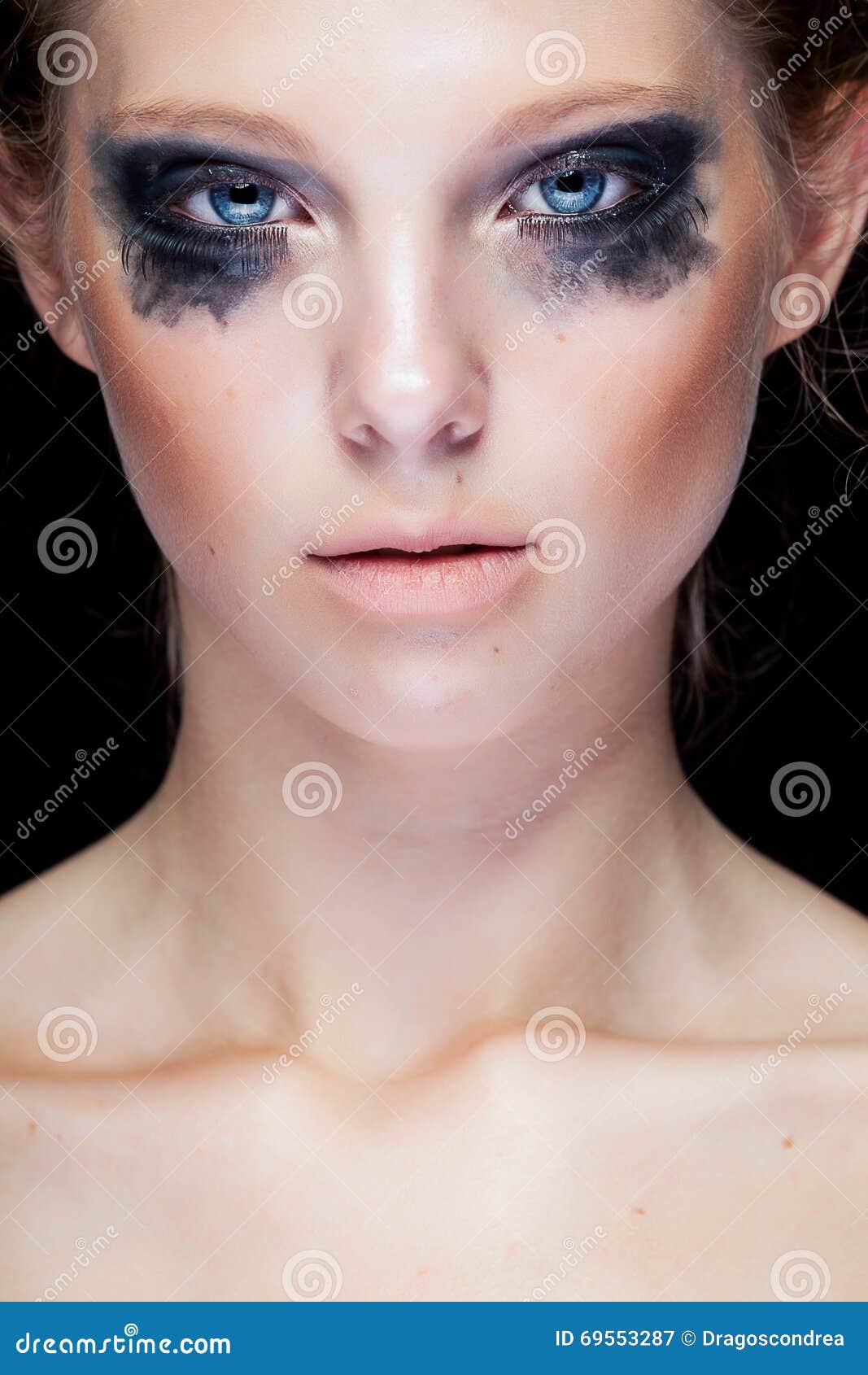 Gorgeous Woman with Black Crying Make Up Stock Image - Image of luxury ...
