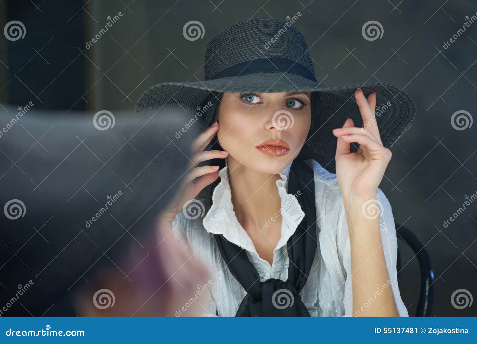 Gorgeous Woman In Black Hat Stock Image Image Of Woman Gorgeous