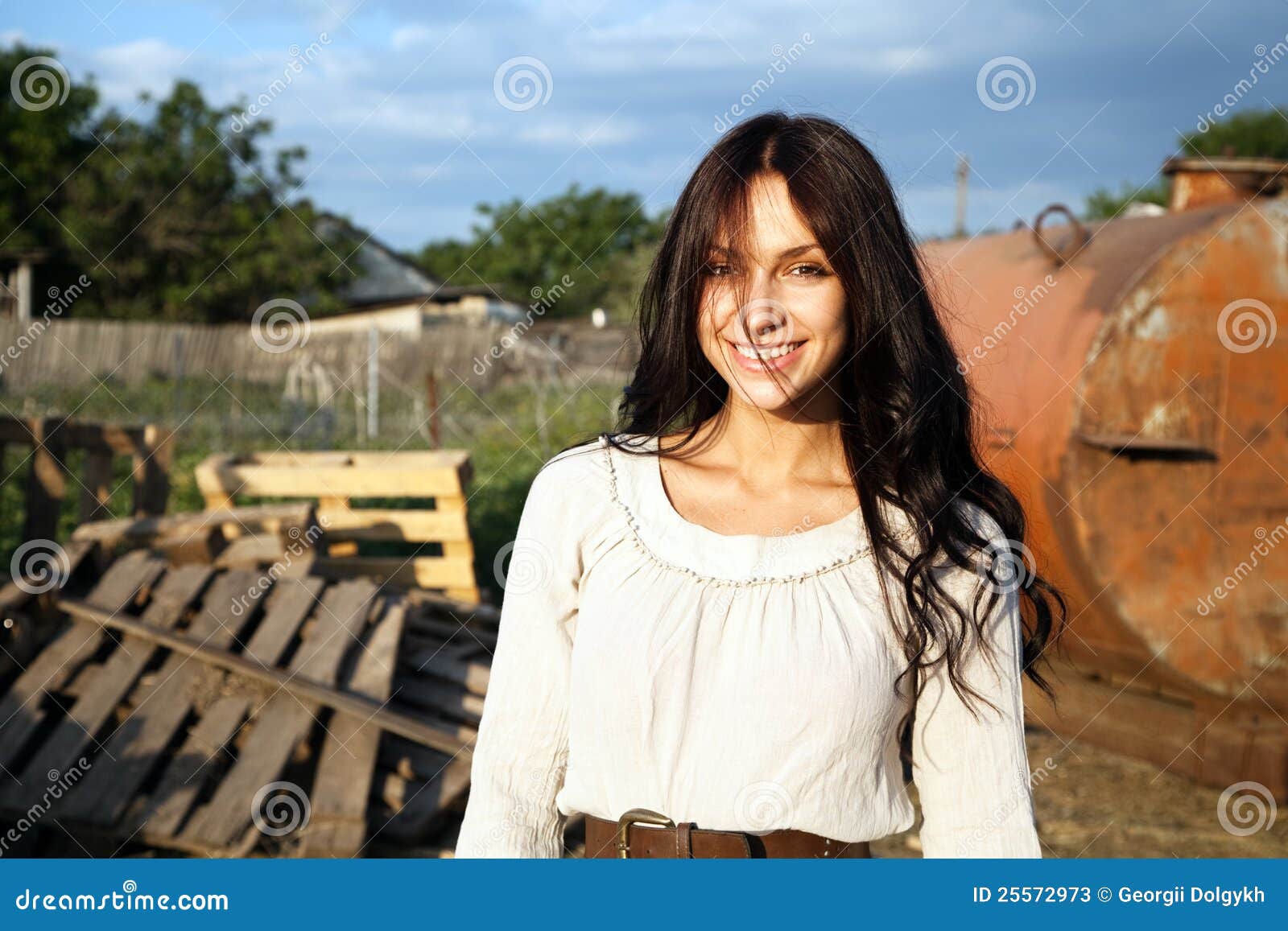 Gorgeous Woman in Countryside Stock Image - Image of person, people ...