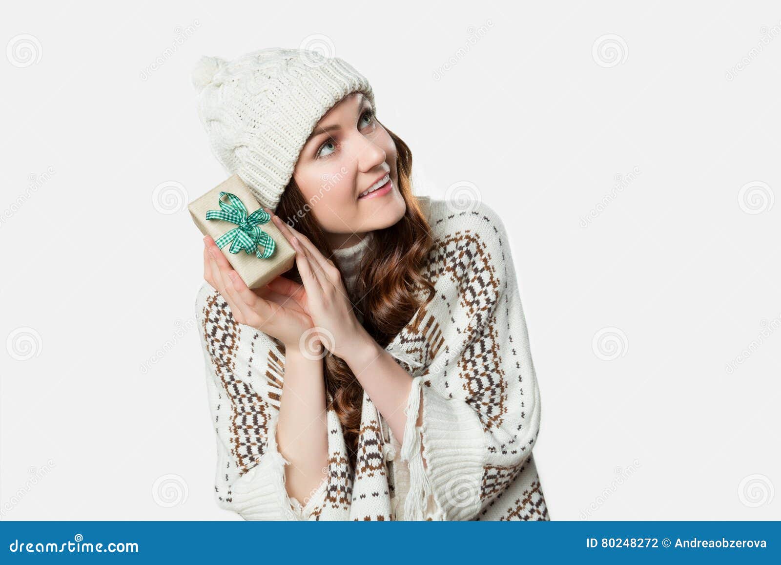 Gorgeous Woman Holding Tiny Present Stock Photo - Image of presents ...