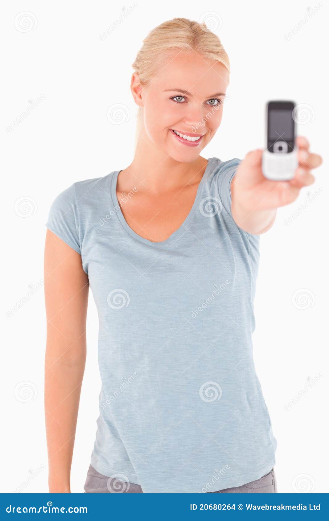 Gorgeous Woman Showing a Phone Stock Photo - Image of corporate ...