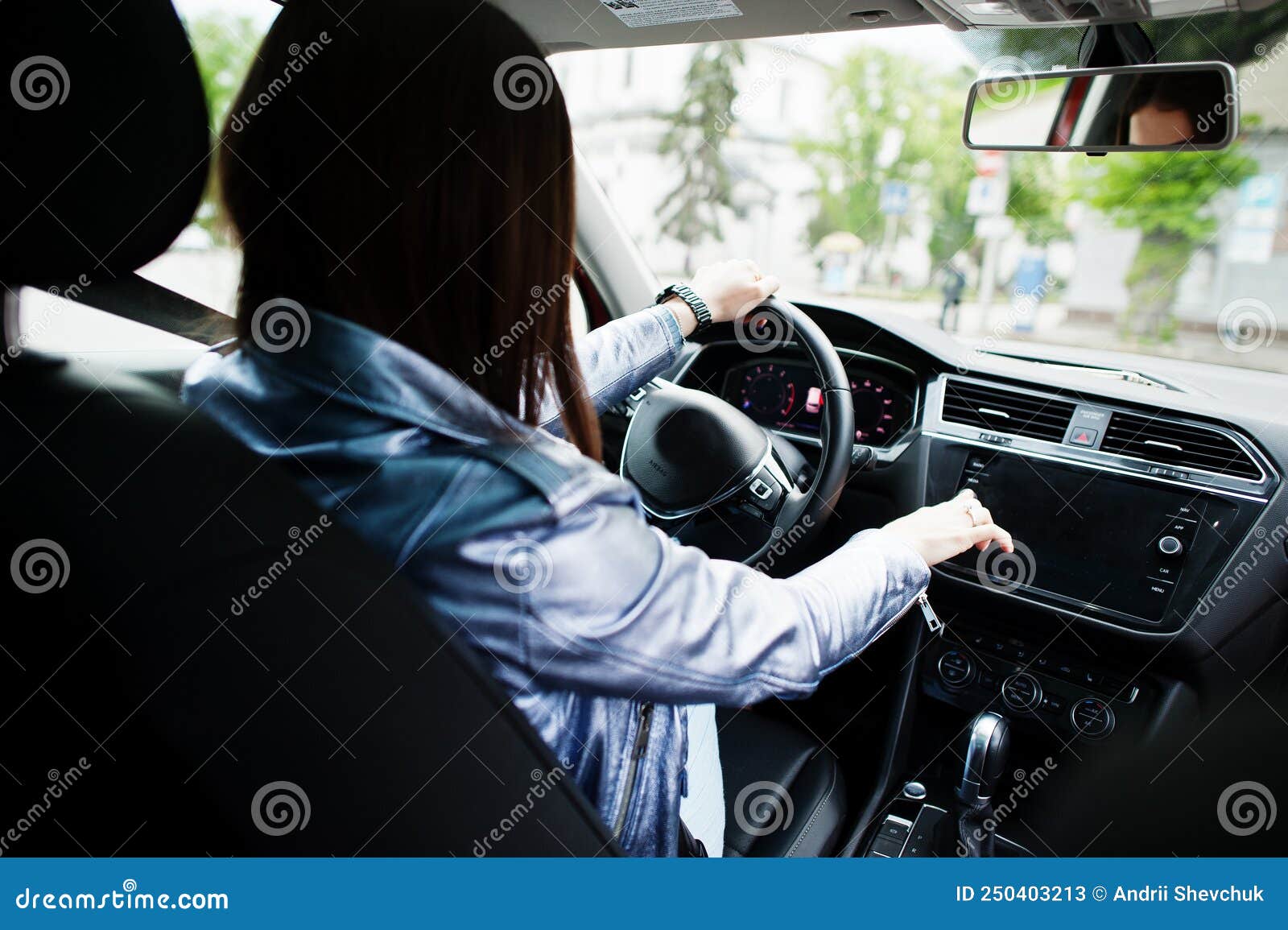 Gorgeous Woman Sitting Inside Car Interior Stock Image - Image of ...