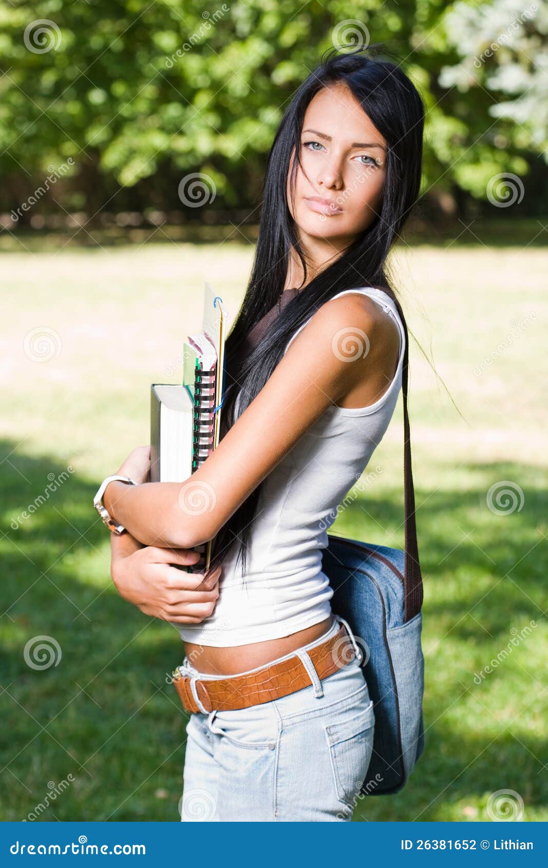 Gorgeous Young Brunette Student. Stock Photo - Image of portrait ...