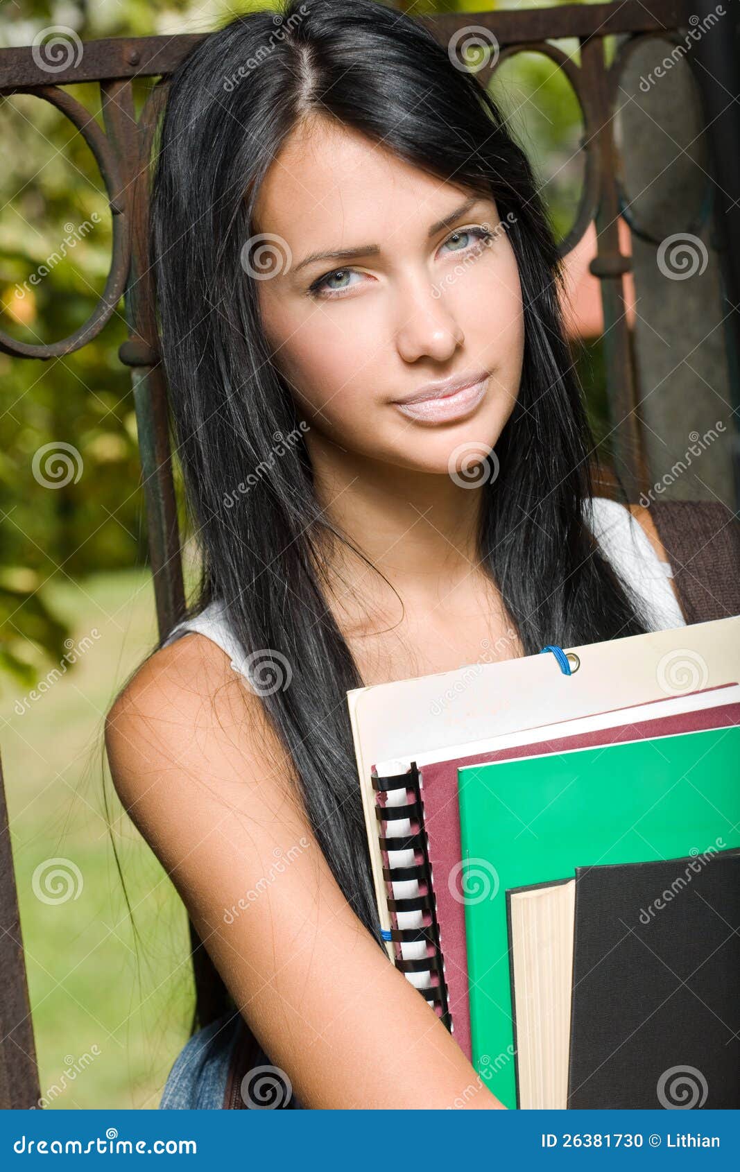 Gorgeous Young Brunette Student. Stock Photo - Image of portrait, happy ...