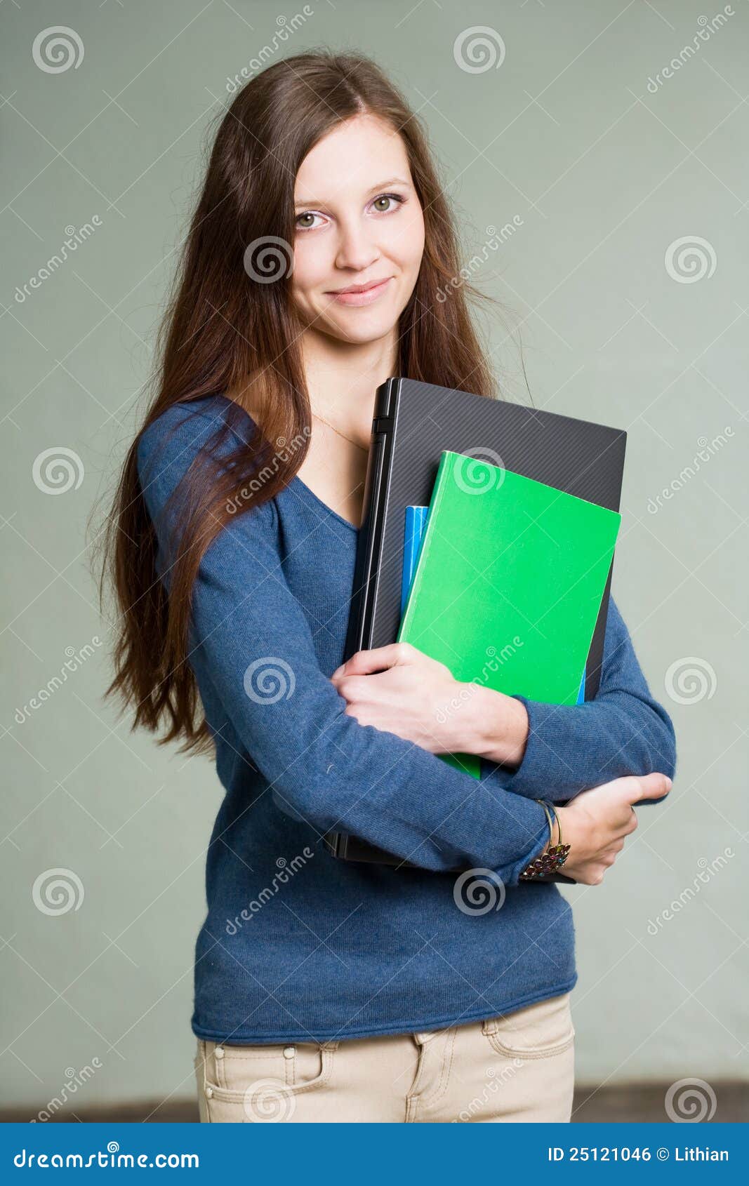 Gorgeous Young Brunette Student Girl. Stock Photo - Image of education ...