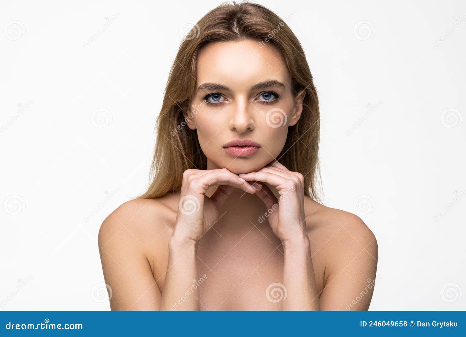 Gorgeous Young Brunette Woman Face Portrait Beauty Model Girl With