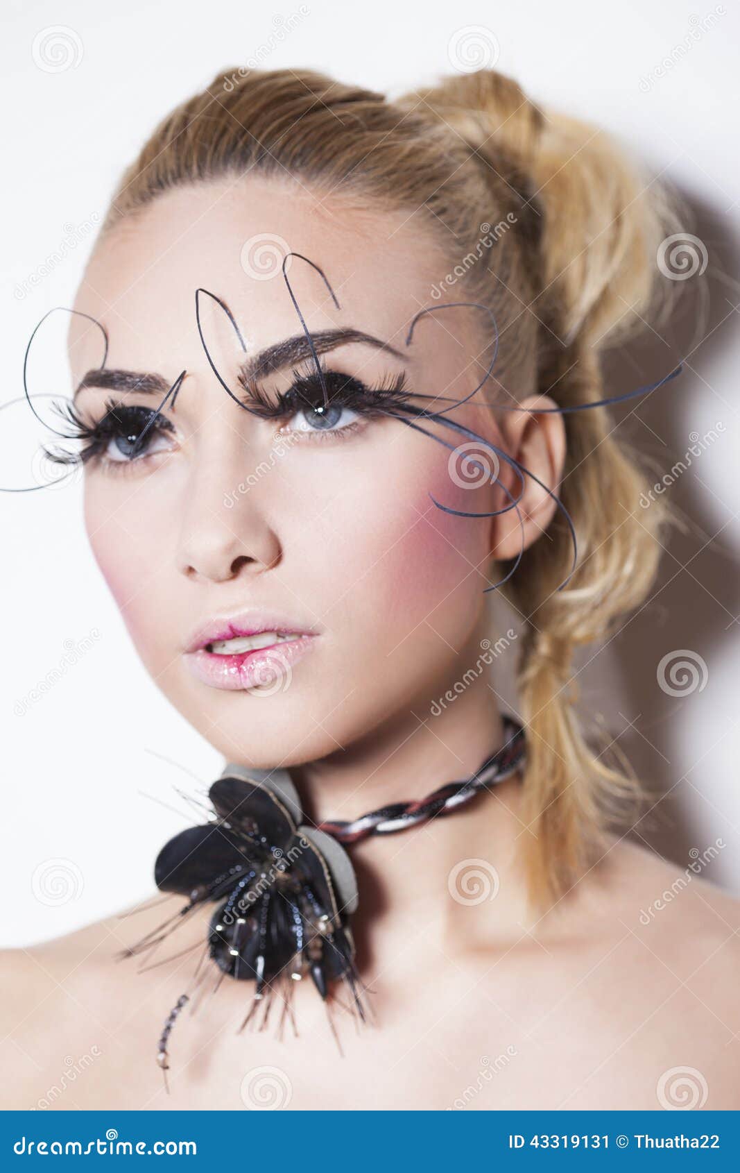 Gorgeous Young Model with Perfect Art Make Up and Long False Eyelashes ...