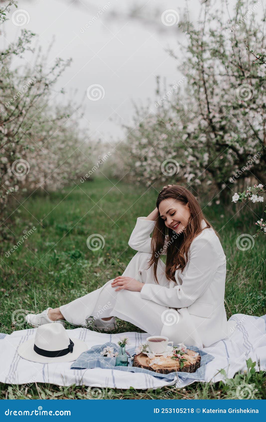 Gorgeous Young Model Posing in Garden Stock Photo - Image of elegance ...