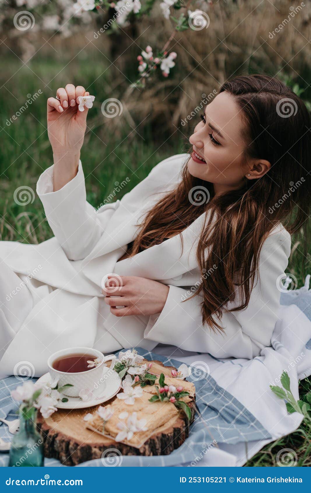 Gorgeous Young Model Posing in Garden Stock Image - Image of hair ...