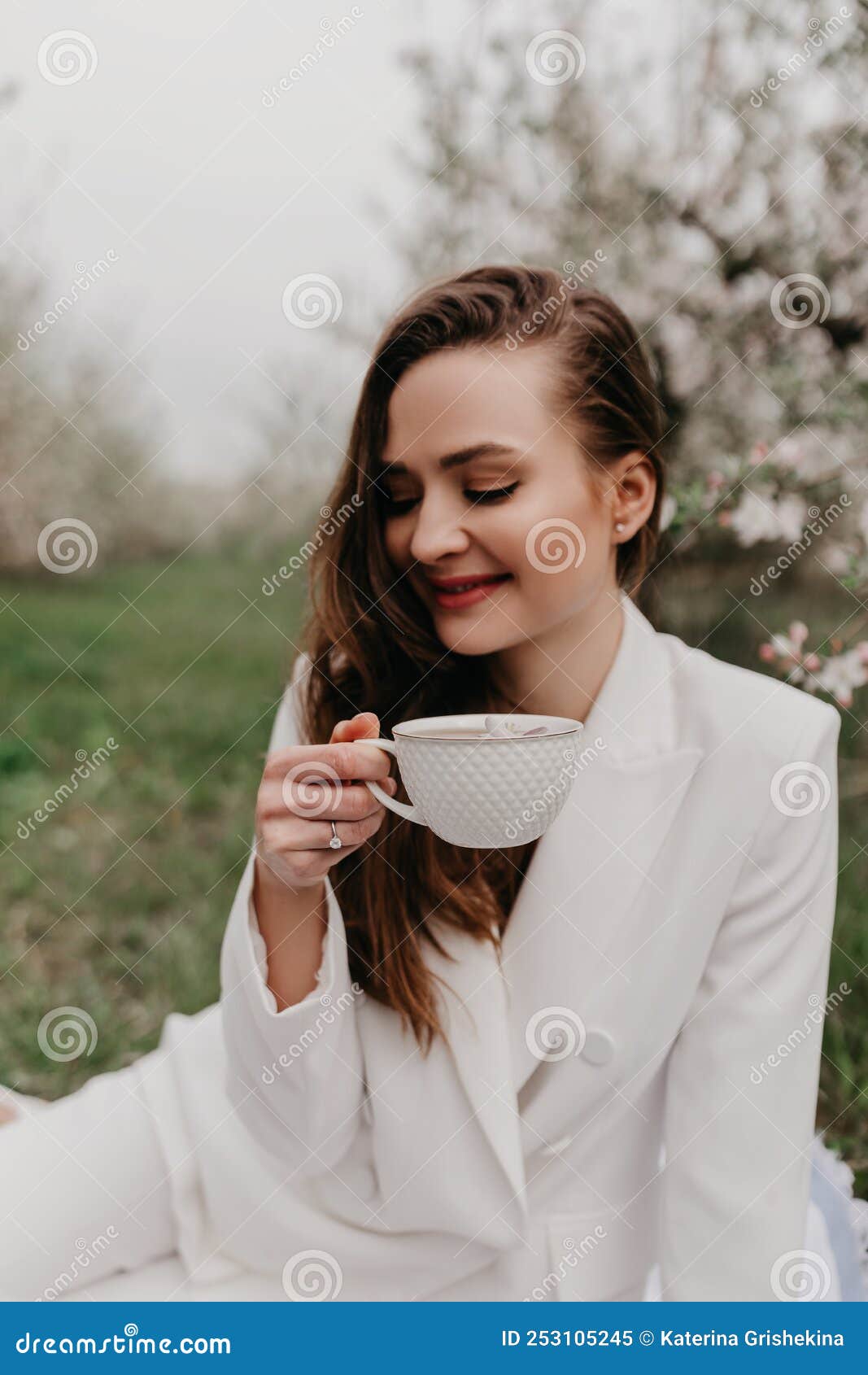 Gorgeous Young Model Posing in Garden Stock Image - Image of people ...