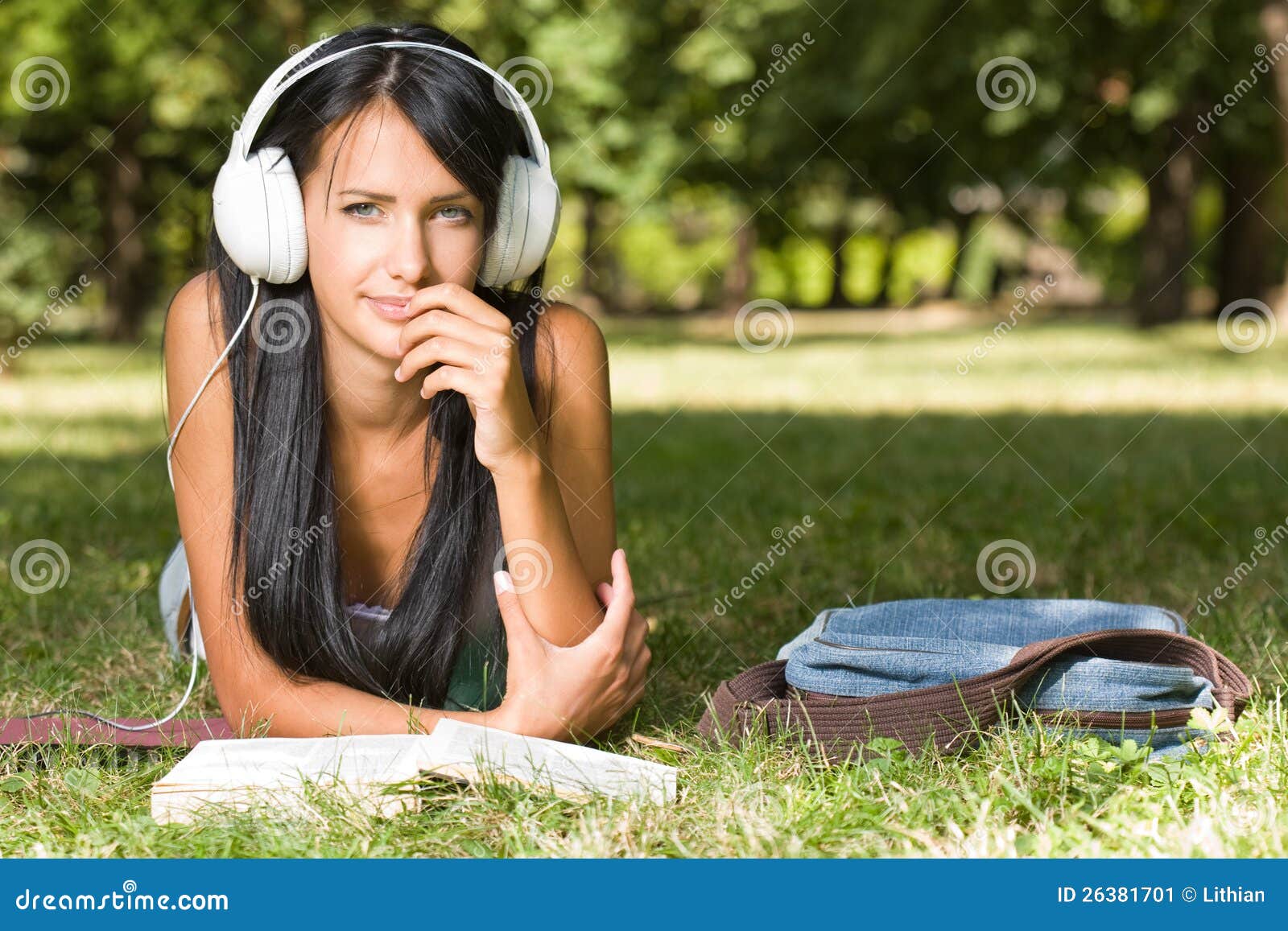 Gorgeous Young Relaxed Student in the Park. Stock Image - Image of ...