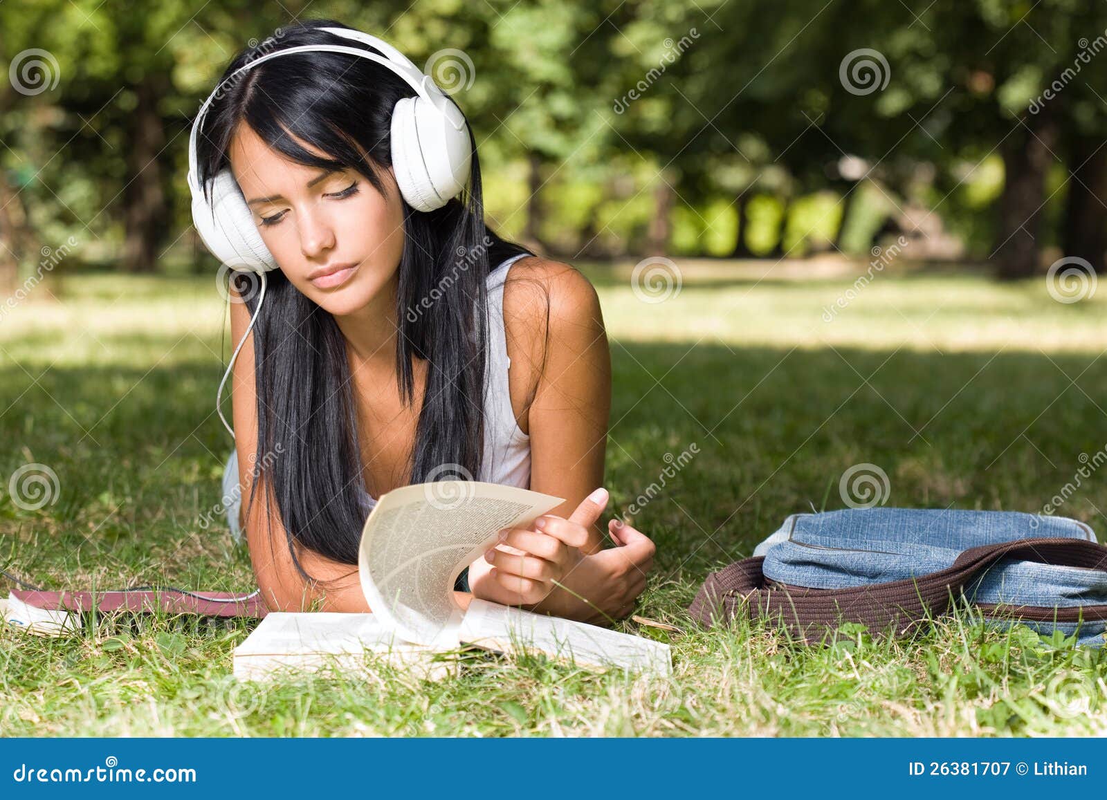 Gorgeous Young Relaxed Student in the Park. Stock Image - Image of ...