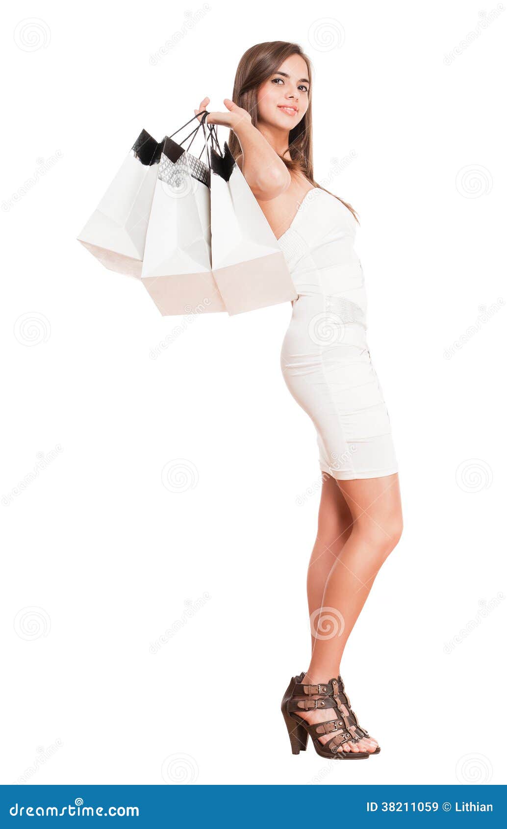 Gorgeous young shopper. stock image. Image of purchase - 38211059