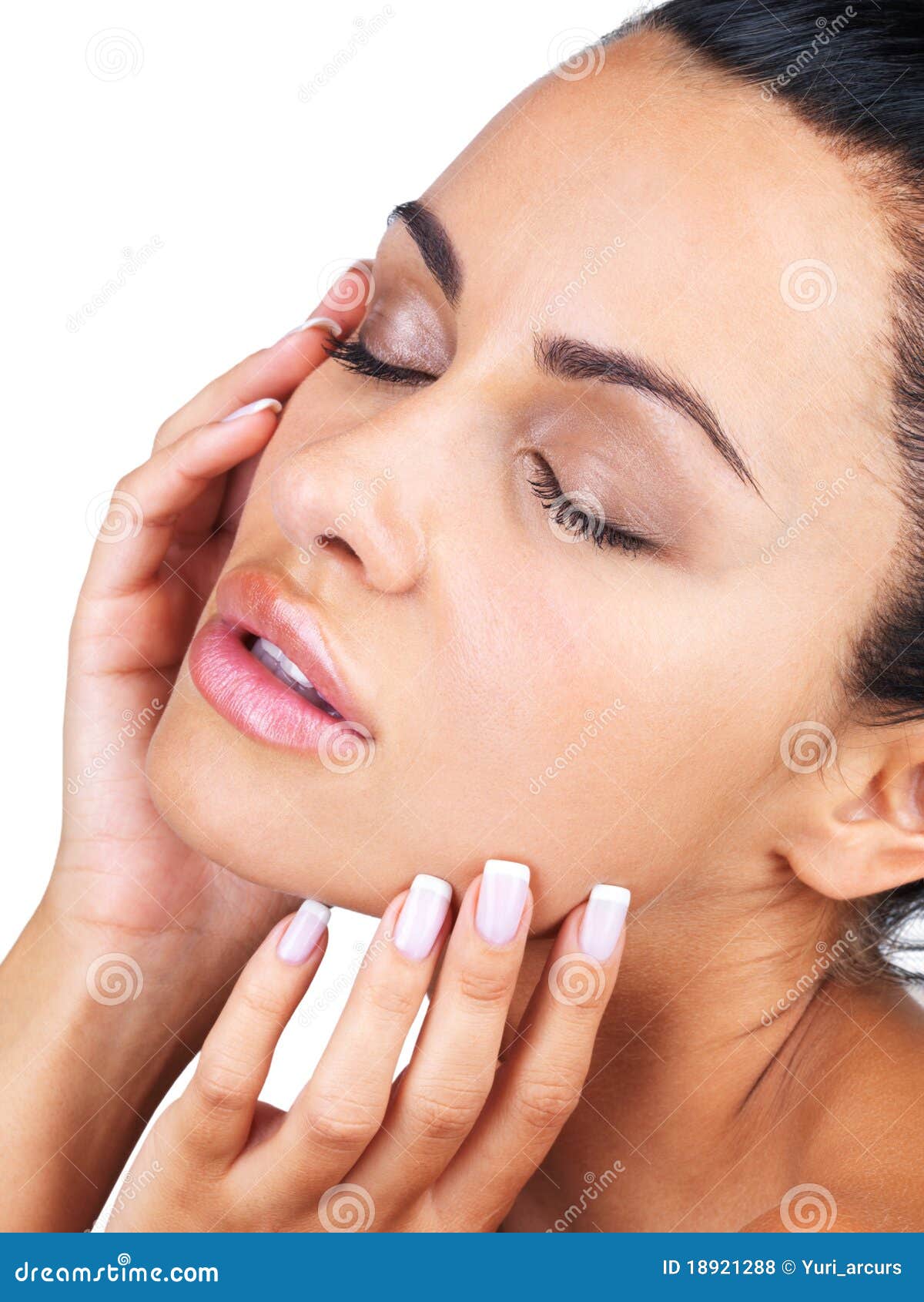 Gorgeous Young Woman Touching Her Face Stock Photo - Image of ...