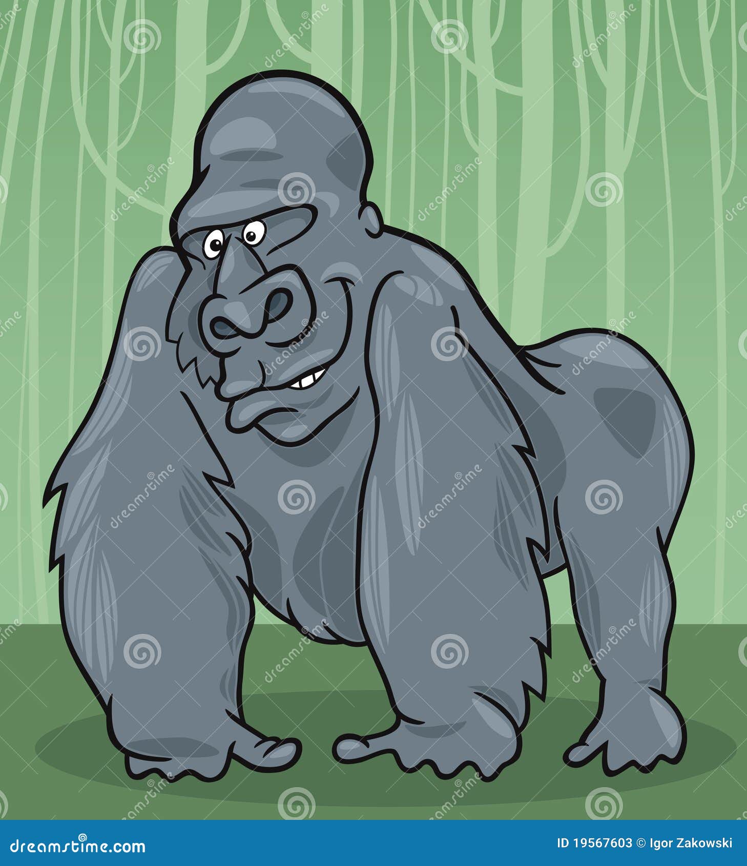 Gorilla stock vector. Illustration of drawing, silver - 19567603