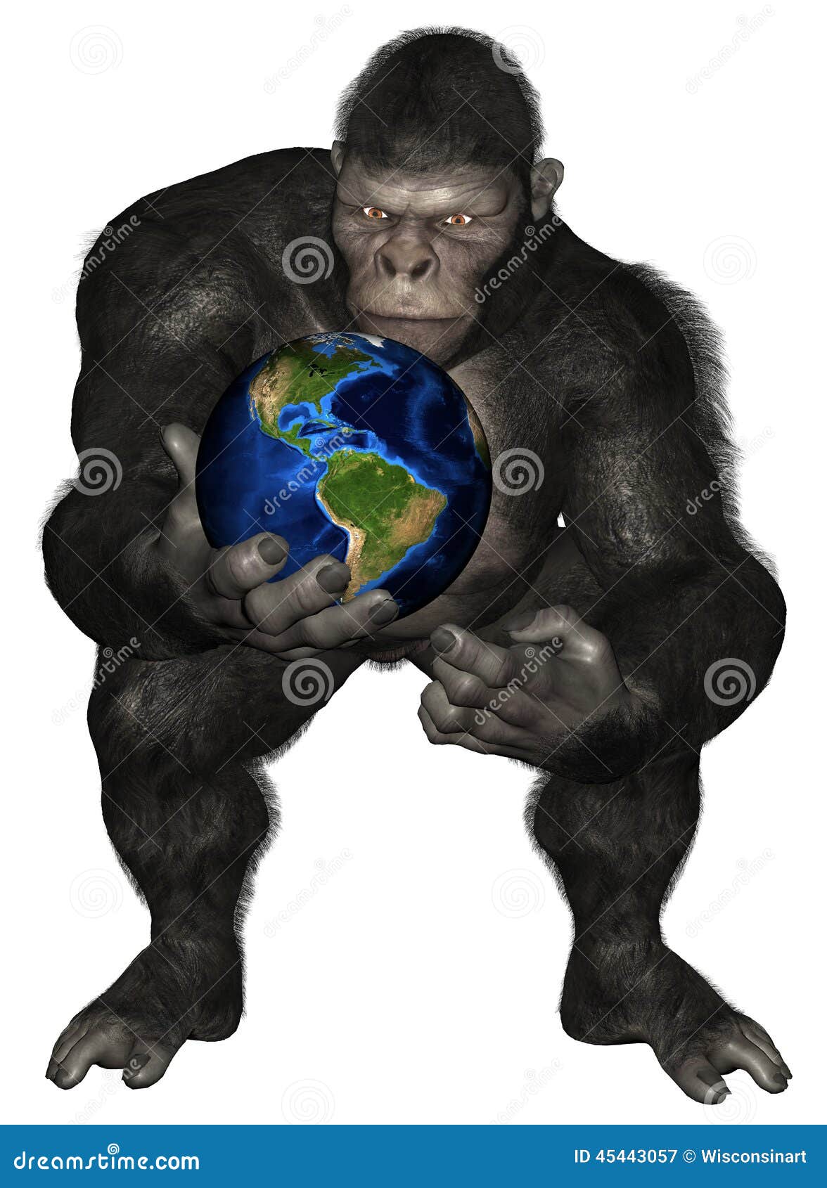 Gorilla Thinking Bodybuilding Pumping Up Muscles Illustration Royalty ...