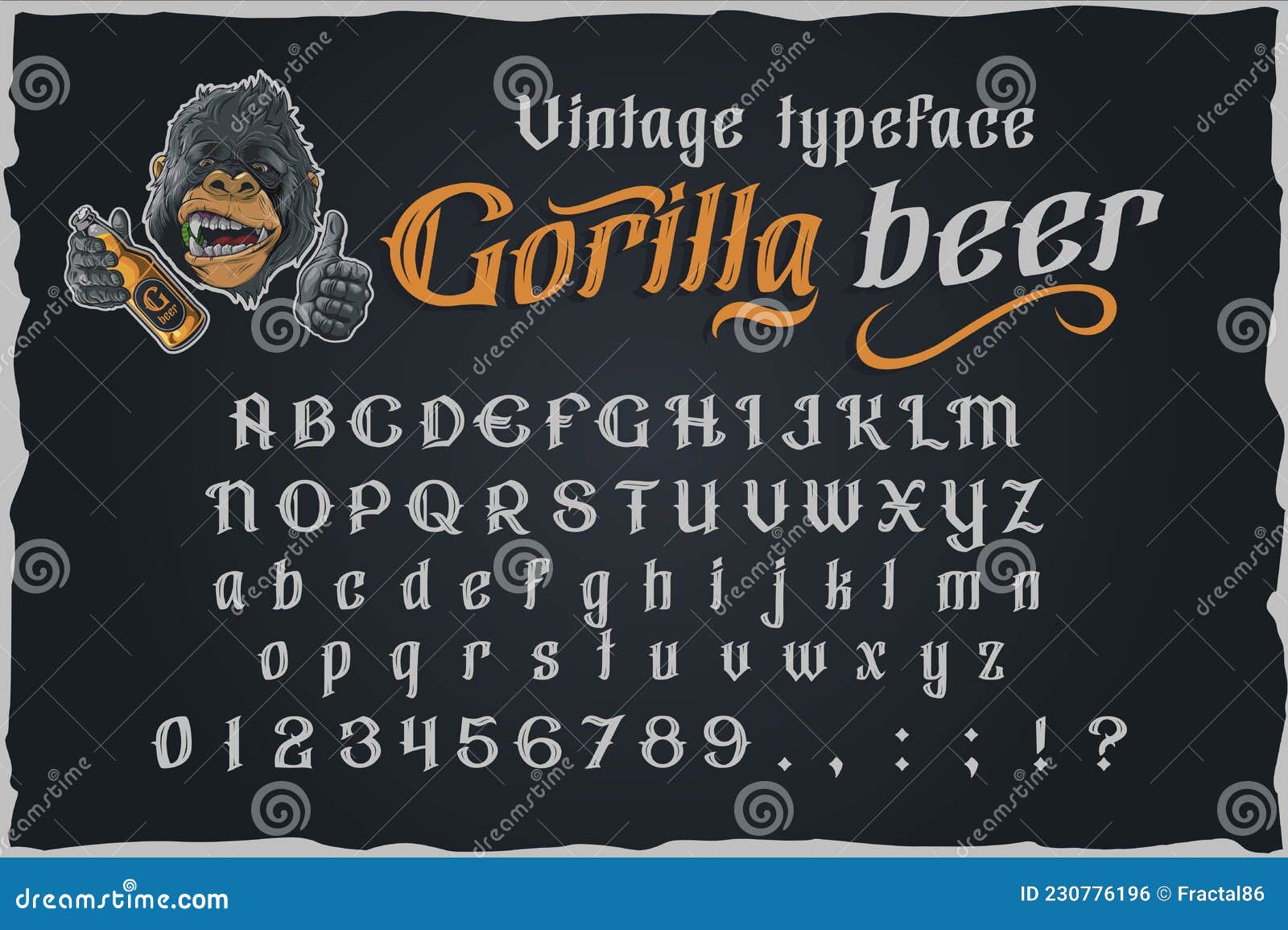 Gorilla Beer Vintage Vector Label Font Stock Vector - Illustration of ...
