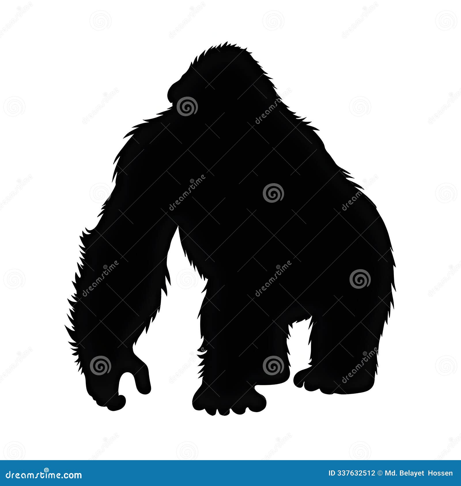 Ape Gorilla Black Ink Sketch Vector Set. Powerful Mighty Silverback ...