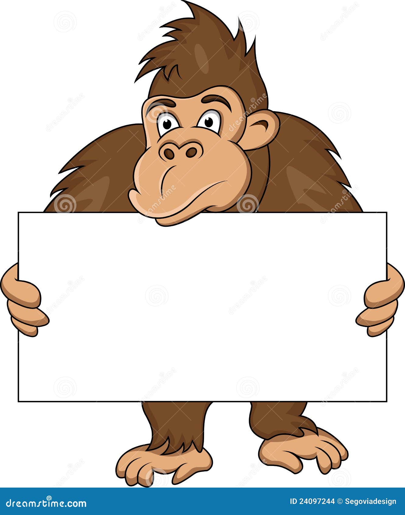 Gorilla with blank sign stock vector. Illustration of happy - 24097244