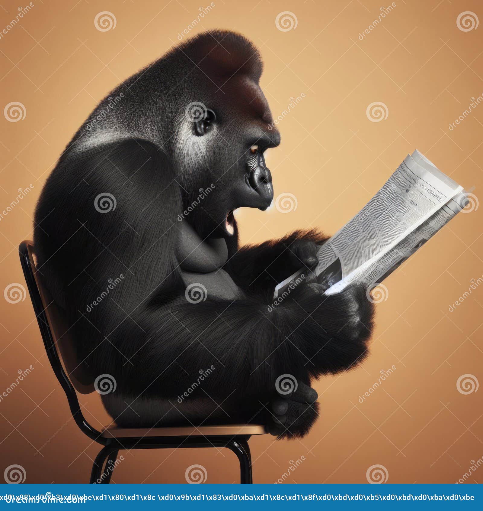 Gorilla Caught by Surprise Reading Newspaper. Ai Generative Stock Image - Image of metaphor ...