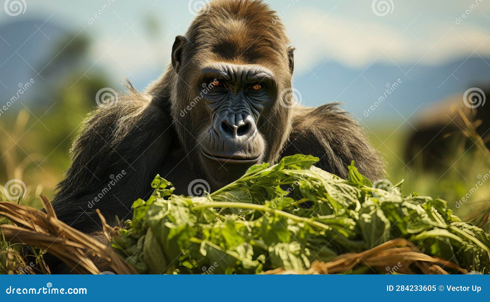Gorilla Eating Ice Cream. Cute Wallpapers Royalty-Free Stock Photo ...